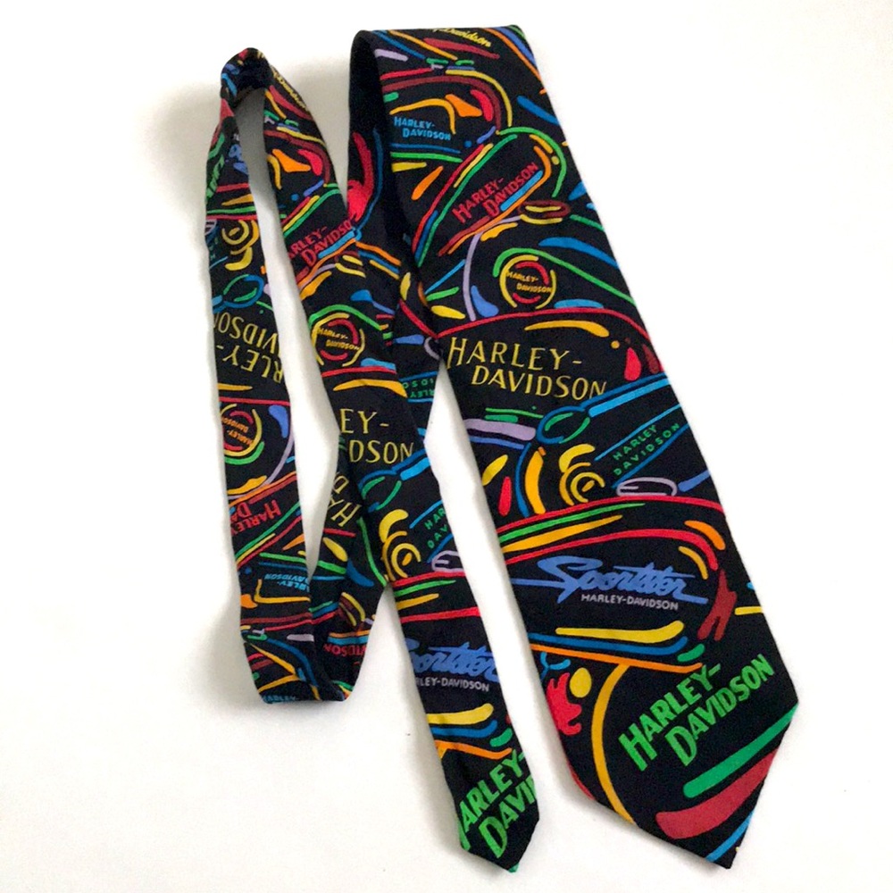 Harley Davidson Neon Tanks Bright Tie 1998 - Gem